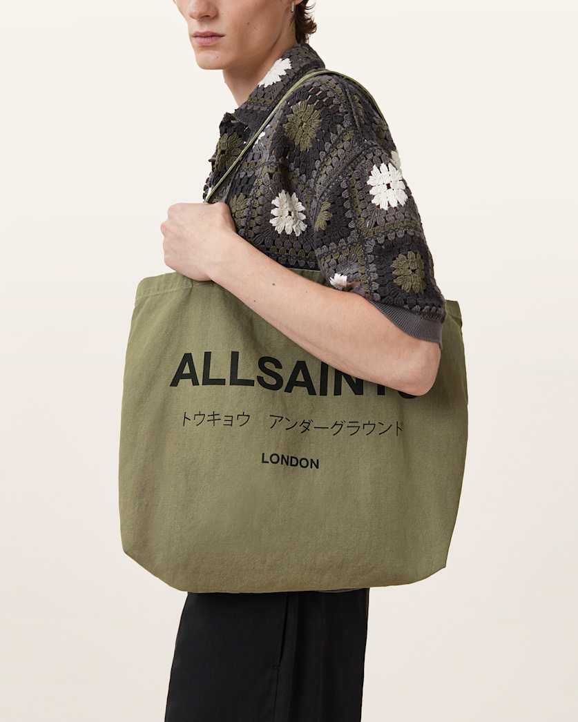Underground Logo Printed Tote Bag NORI GREEN | ALLSAINTS US